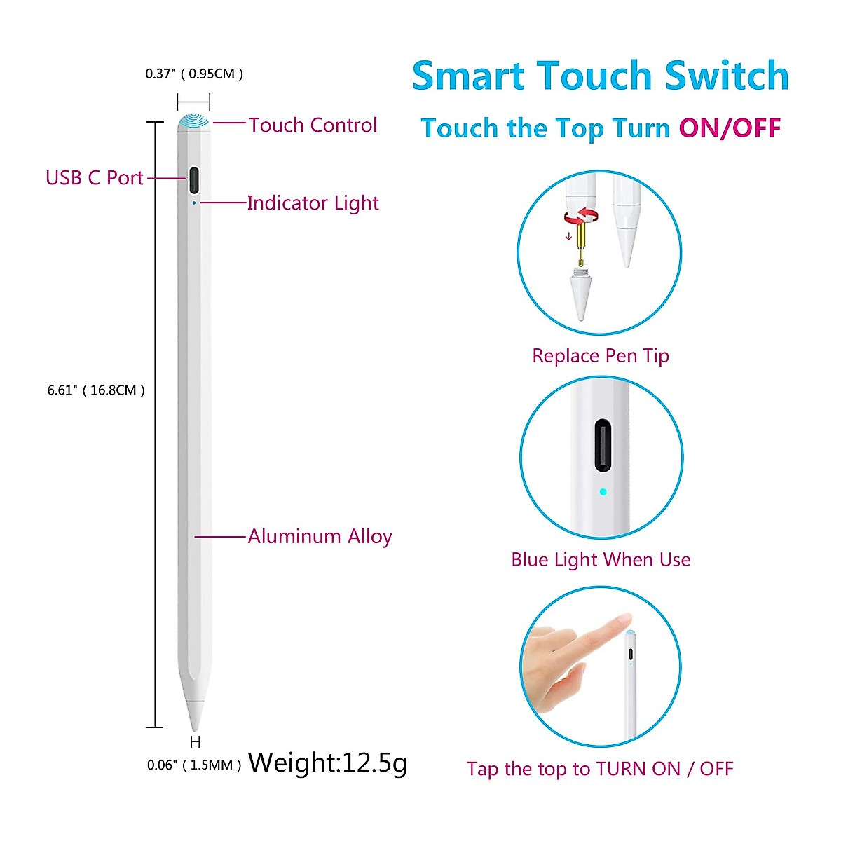 Tresoba G2 Stylus Pen for iPad 9th&10th Generation-2X Fast Charge Active Pencil Compatible with 2018-2024 Apple iPad Pro 11"/12.9"/M4, iPad Air 3/4/5/M2, iPad 6-10, iPad Mini 5/6 Gen-White