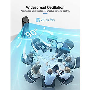 VCK Tower Fan for Bedroom,90° Oscillating Fan with 26ft/s Velocity,40" Cooling Floor Fan with Smart Remote,Touch Control,3 Speeds,4 Modes,12H Timer,Quiet Bladeless Standing Fan for Home,Office