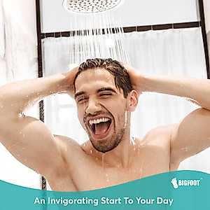 BigFoot Shower Curtain Liner – 72 x 72 PEVA Heavy Duty Shower Curtain with Rustproof Metal Grommet and 3 Magnetic Weights – Odor Free and Compatible with Standard Showers, Clear