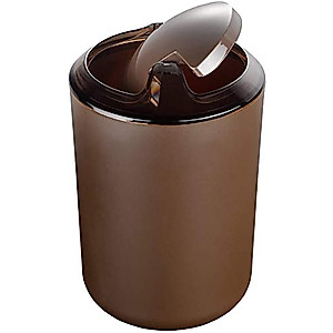 6 Pcs Plastic Bathroom Accessory Set Luxury Bath Accessories Bath Set Lotion Bottles, Toothbrush Holder, Tooth Mug, Soap Dish, Toilet Brush, Trash Can, Rubbish Bin (Brown)
