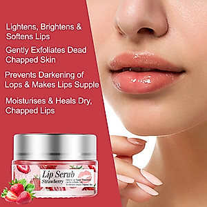 Lip Balm Mask, Lip Mask Sugar Scrub Exfoliator & Moisturizer, Lip Care Exfoliating Scrub and Lip Moisturizer for Chapped and Dry Lips, Lip Repair for Soft Lips Treatment (Strawberry Scrub)