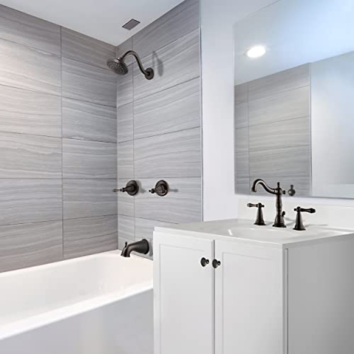 Design House 523472 Oakmont Classic Bath and Shower Trim with Single-Function Shower Head, 2-Handle Faucet and Valve for Bathroom, Oil Rubbed Bronze