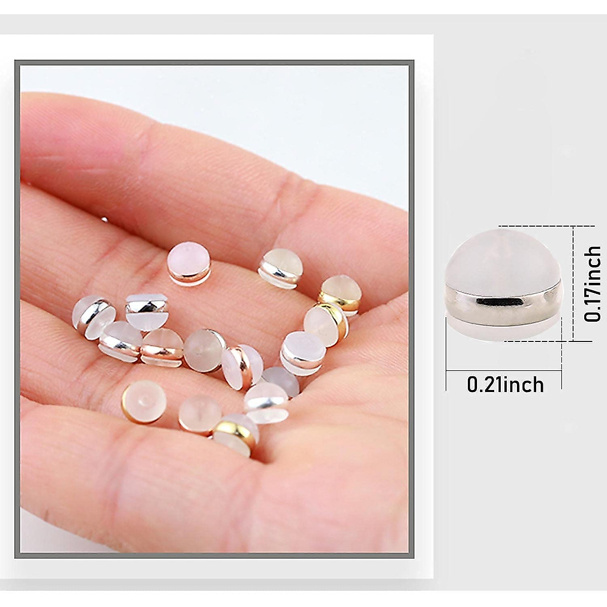 DELECOE 12pcs Soft Silicone Earring Backs for Studs Silver&Gold Belt Rubber Earring Backs Replacements Hypoallergenic Safety Plastic Earring Back for Studs Earring Hoops Fish Hook