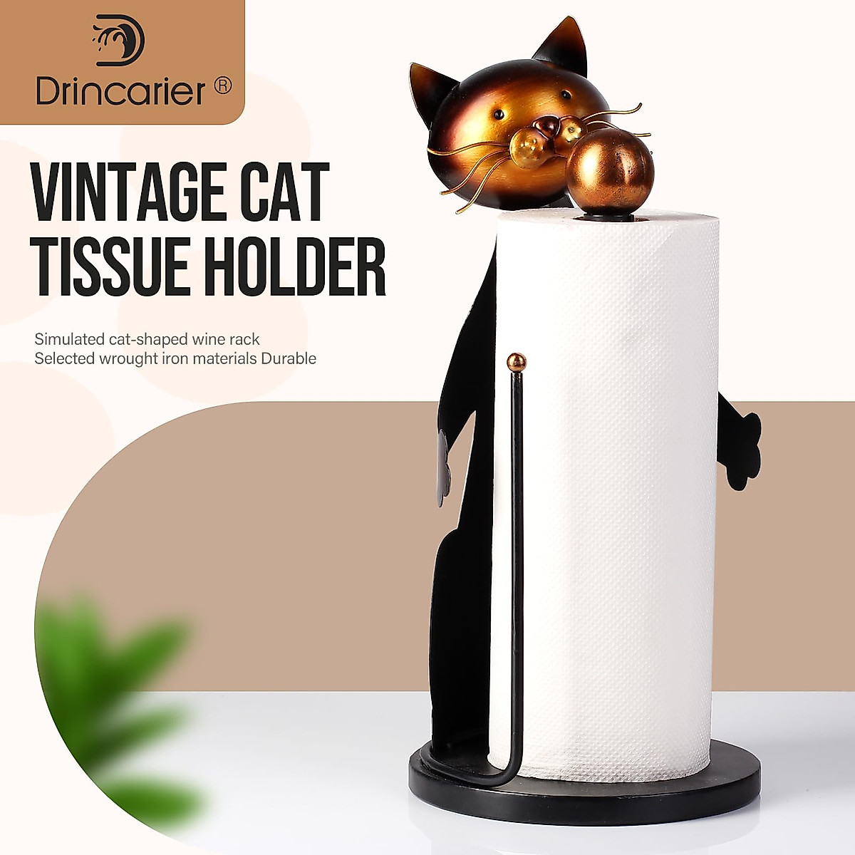 Cat Paper Towel Holder Countertop, Farmhouse Paper Towel Holder Stand for Kitchen Roll Organize,Paper Towel Holder for Kitchen Dining Table Home Decor………