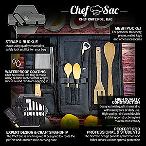 Chef Knife Roll Bag | 8+ Slots for Knives & Kitchen Tools | Water Resistant Knife Bag | Knife Carrying Case Only, Tools Not Included | Chef Knife Bag for Professional Chefs & Culinary Students (Grey)