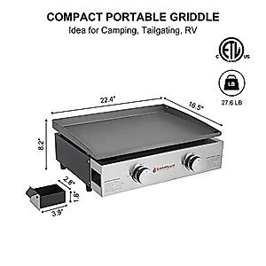 Flat Top Griddle Grill Station,Camplux Propane Gas Tabletop Griddle for Camping,Outdoor,Tailgating,Kitchen-BBQ Grill with Knobs & Ignition,22 inch