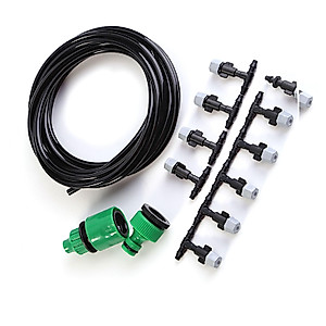 Misting Cooling System,4/7mm Watering Tubing,Misting Nozzle Sprinkler,Faucet Adapter Outdoor Garden Patio Greenhouse Micro Drip Irrigation Kit (5M Watering Set)