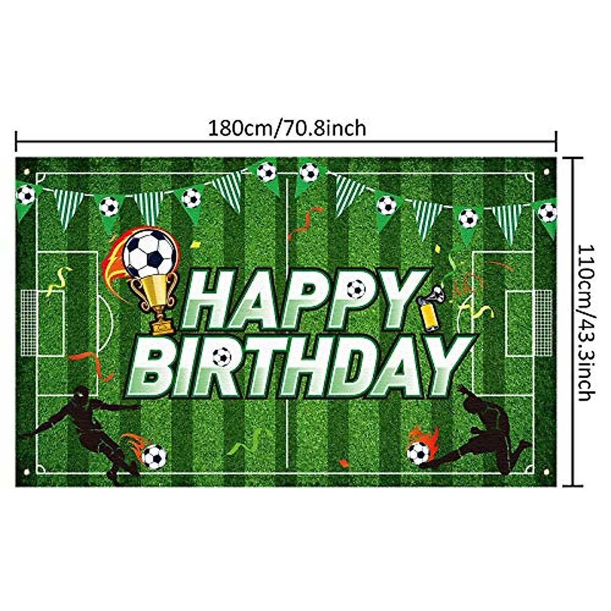 Soccer Birthday Party Backdrop Football Field Photo Background Soccer Theme Birthday Party Decorations Photo Booth Props for Boys Kids Cake Table Decorations, 5.9 x 3.6 Feet