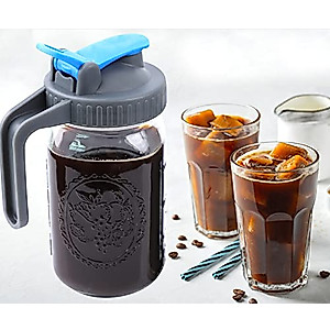 GMEPOCH Mason Jar Pitcher Cold Brew Coffee Maker 32 Oz Glass Mason Iced Coffee Maker With Filter Airtight & Leak-Proof Pitcher 1 Quart