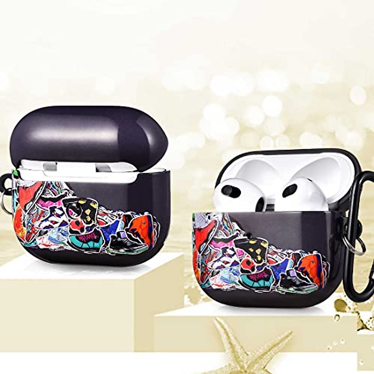 Case for AirPod 3, Sports Shoes Design TPU Protective Accessories Skin with Keychain Compatible with Apple AirPods 3rd Generation for Cool Men Boys Teen Girls