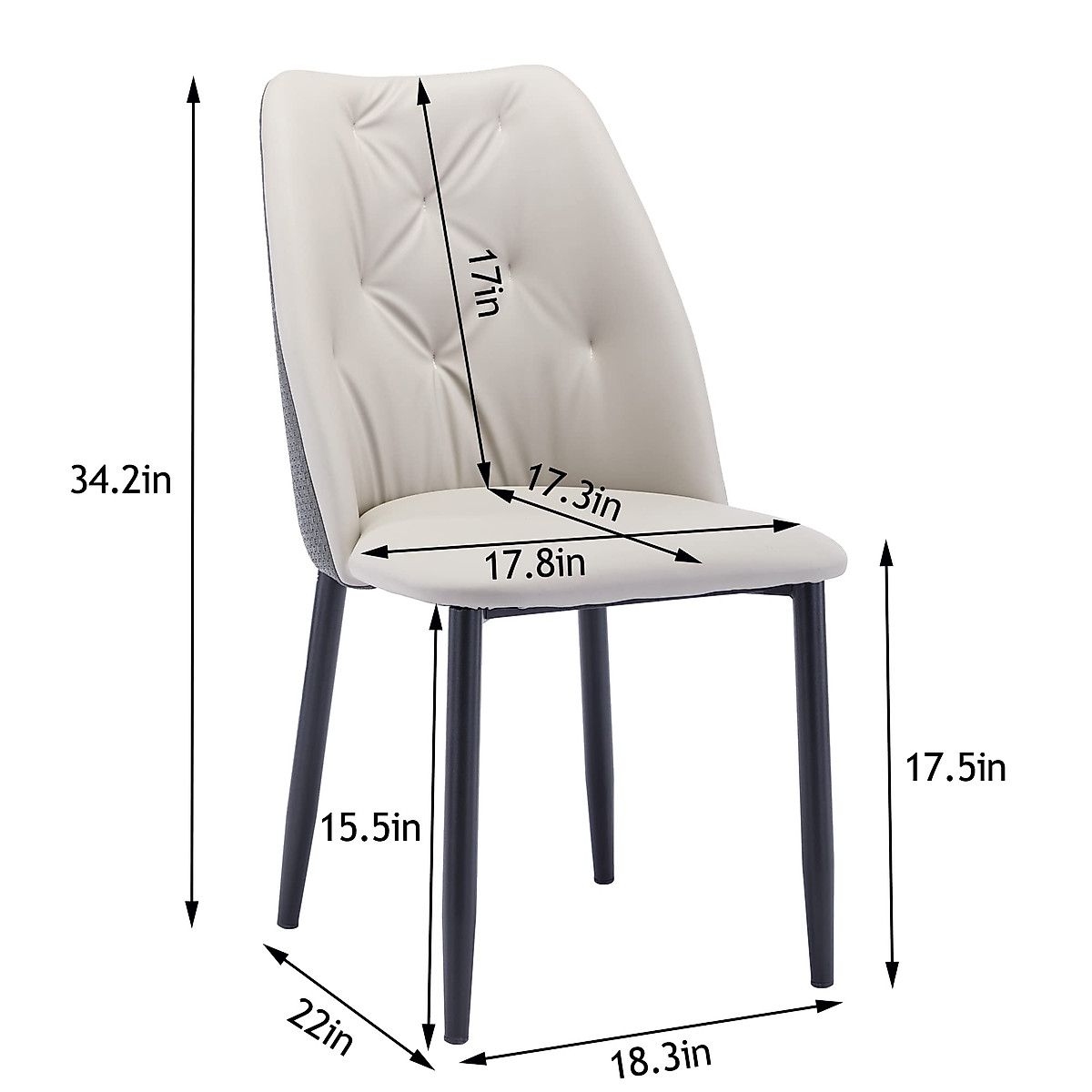 INMOZATA Upholstered Dining Chairs Set of 4 Modern PU Leather Kitchen Dining Room Armless Chairs Upholstered Dining Accent Side Chairs,Beige