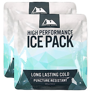 Arctic Zone High Performance Ultimate Secret Insulated Lunch Box Bucket Bag with Leak Proof Food Container and 350g Ice Pack - Black High Performance Ice Pack for Lunch Boxes, Set of 2