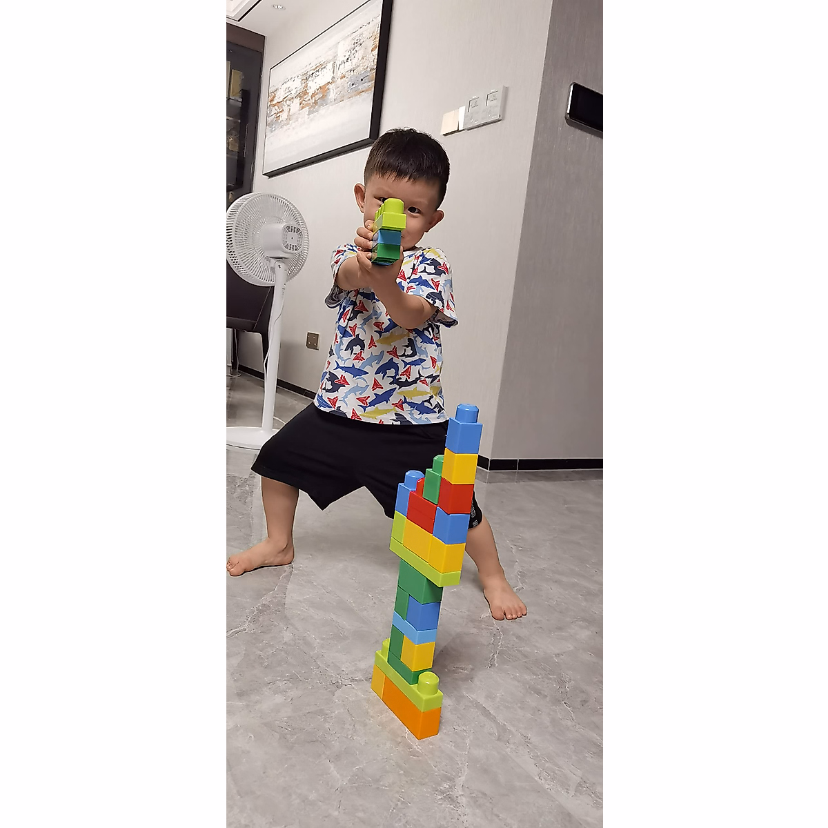 STJOYOPY 88PCS Big Building Blocks with Blue Building Bag Educational STEM Toys Gift for Kids and Toddlers