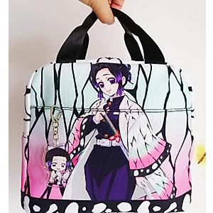 XIXISA Anime Demon Slayer Kochou Shinobu Lunch Box Holder Insulated Lunch Cooler Bag for Men and Women Travel Portable Storage Bag (Kochou Shinobu)