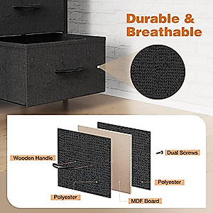 Dresser - Dresser for Bedroom Drawer Dresser Organizer Storage Drawers Fabric Storage Tower with 8 Drawers, Chest of Drawers with Fabric Bins, Steel Frame, Wood Top for Bedroom, Closet, Entryway