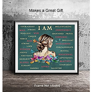 Positive Affirmations Boho-chic Wall Art & Decor - I Am Bohemian Motivational Wall Decor - Inspirational Quotes Sayings - Encouragement Gifts for Women - Encouraging Wall Decor - UNFRAMED Picture