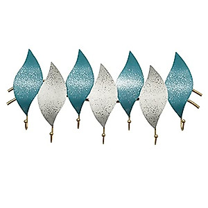 LHLLHL Creative Hook Wrought Iron Door Wall Decoration Porch Coat Rack Hanging Bathroom Free Punching Rack (Color : Blue, Size : 60CM)
