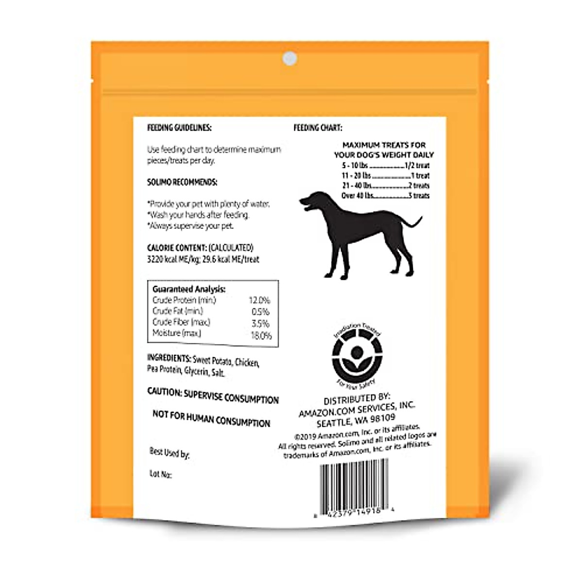 Amazon Brand - Solimo Sweet Potato & Chicken Jerky Dog Treats, 2 pounds