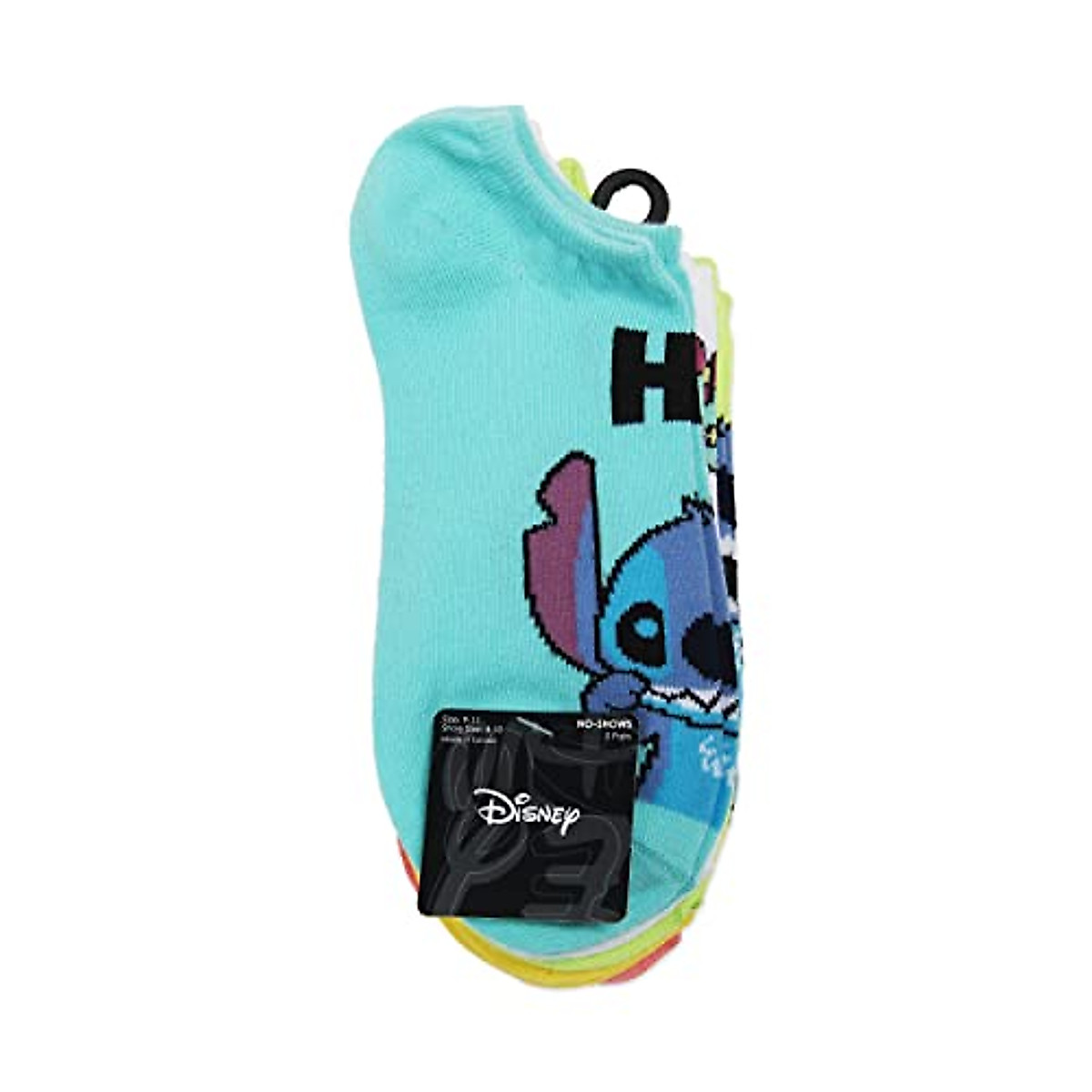 Disney womens Lilo & Stitch 5 Pack No Show Casual Sock, Multi, 9 11 US