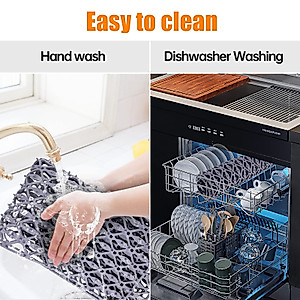 JUSTOGO Sink Protectors for Kitchen Sink 27.5'' x 15.7'', Kitchen Sink Mats Heat Resistant Silicone Mat for Stainless Steel Sink, Sink Mats for Bottom of Kitchen Sink, Rear Drain