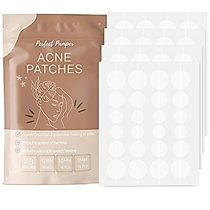 Perfect Pamper Acne Patches - Medical Grade Hydrocolloid Pimple Patch, Covers Pimples, Zits, and Blemishes. Heals Acne, Reduces Inflammation and Redness for Beautiful, Clear Skin. 48 Patches in Resealable Pouch. Cruelty Free