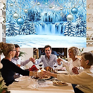 DUAIAI Christmas Decorations, Durable Fabric Winter Wonderland Backdrop Banner for Holiday Party Decor Photography Supplies - 82.7inchx59.1inch