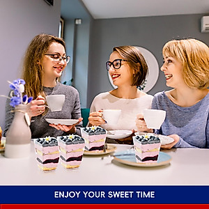 JOLLY CHEF 50 Pack 5 oz Plastic Dessert Cups with Lids & Spoons, Yogurt Parfait Appetizer Cup for Party, Clear Mini Dessert Shooter Cups for Pudding Fruit Trifle Ice Cream