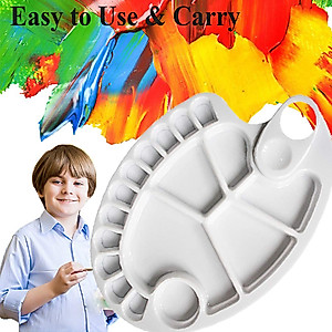 Non-Stick Paint Palette 2 PCS Artist Paint Mixing Tray Palette 11.8 x 8 inches Oval Shaped Easy Clean Art Palette 17 Wells (11.8 x 8 inch/2 PCS)