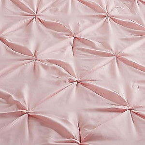 NexHome Twin Comforter Set Pintuck Pink Comforter Set Soft Pinch Pleat Microfiber Lightweight Down Alternative All Season 2 Pieces Bedding Comforters & Sets（1 Comforter 1 Pillow sham）