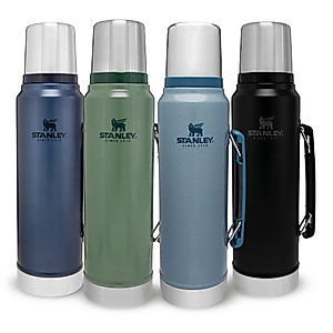 Stanley Classic Legendary Bottle 1L / 1.1Qt Hammertone Ice Bpa Free Stainless Steel Thermos - Keeps Cold Or Hot For 24 Hours - Leakproof Lid Doubles As Cup - Dishwasher Safe, 668308