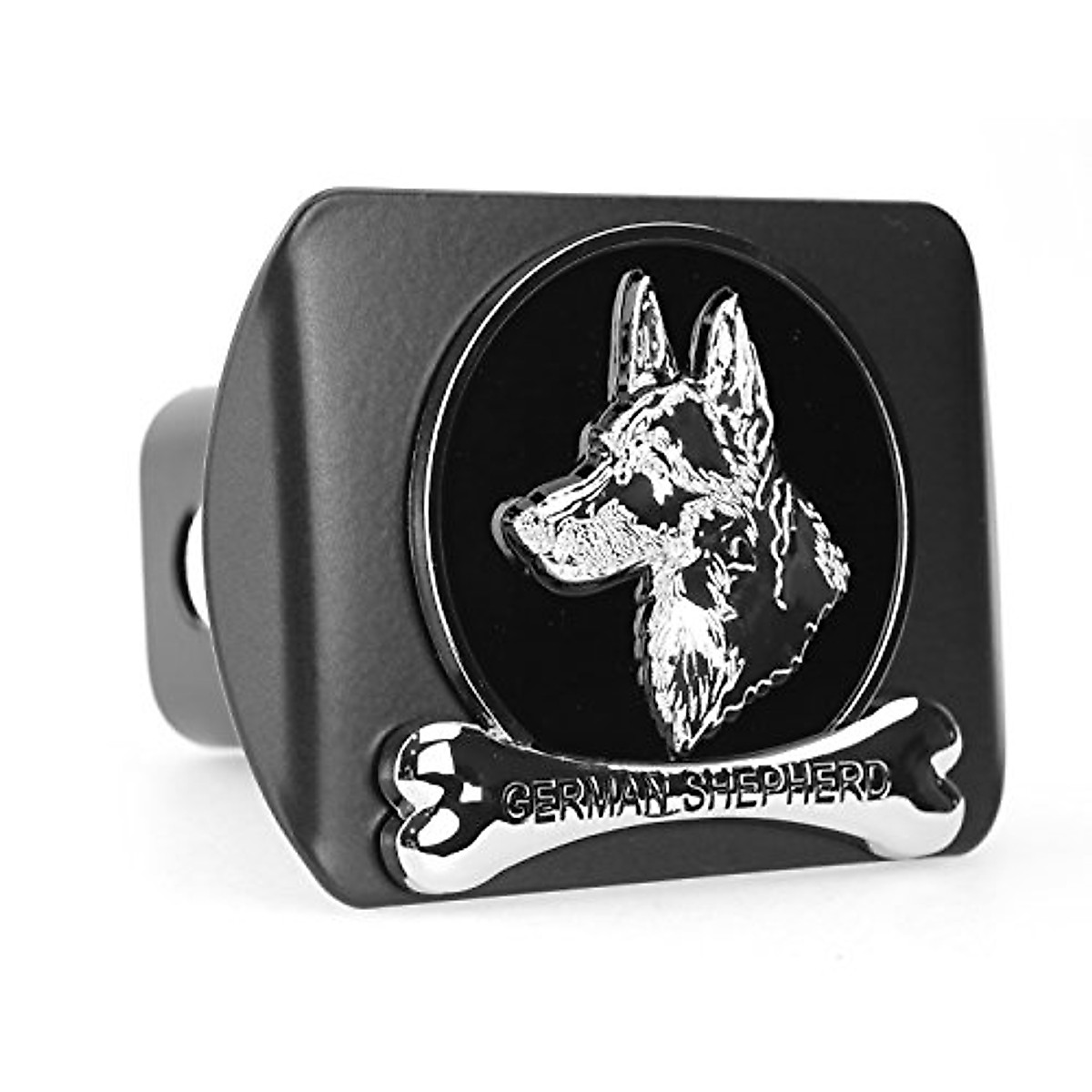 eVerHITCH Dog Chrome 3D Badge Emblem Metal Trailer Hitch Cover (Fits 2" Receiver, German Shepherd)