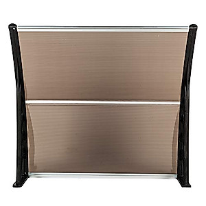 QXDRAGON Patio Window Awning Door Canopy Outdoor Shade Bracket Polycarbonate Cover Front Garden Awnings UV Rain Snow Sunlight Protection One Piece Hollow Sheet (39X38,Brown & Black Bracket)