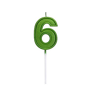 2.76 Inches Large Number Candles Birthday Candles Cake Numeral Candles Topper Decoration for Birthday Celebration Reunions Anniversary Party Supplies (Green Number 6)