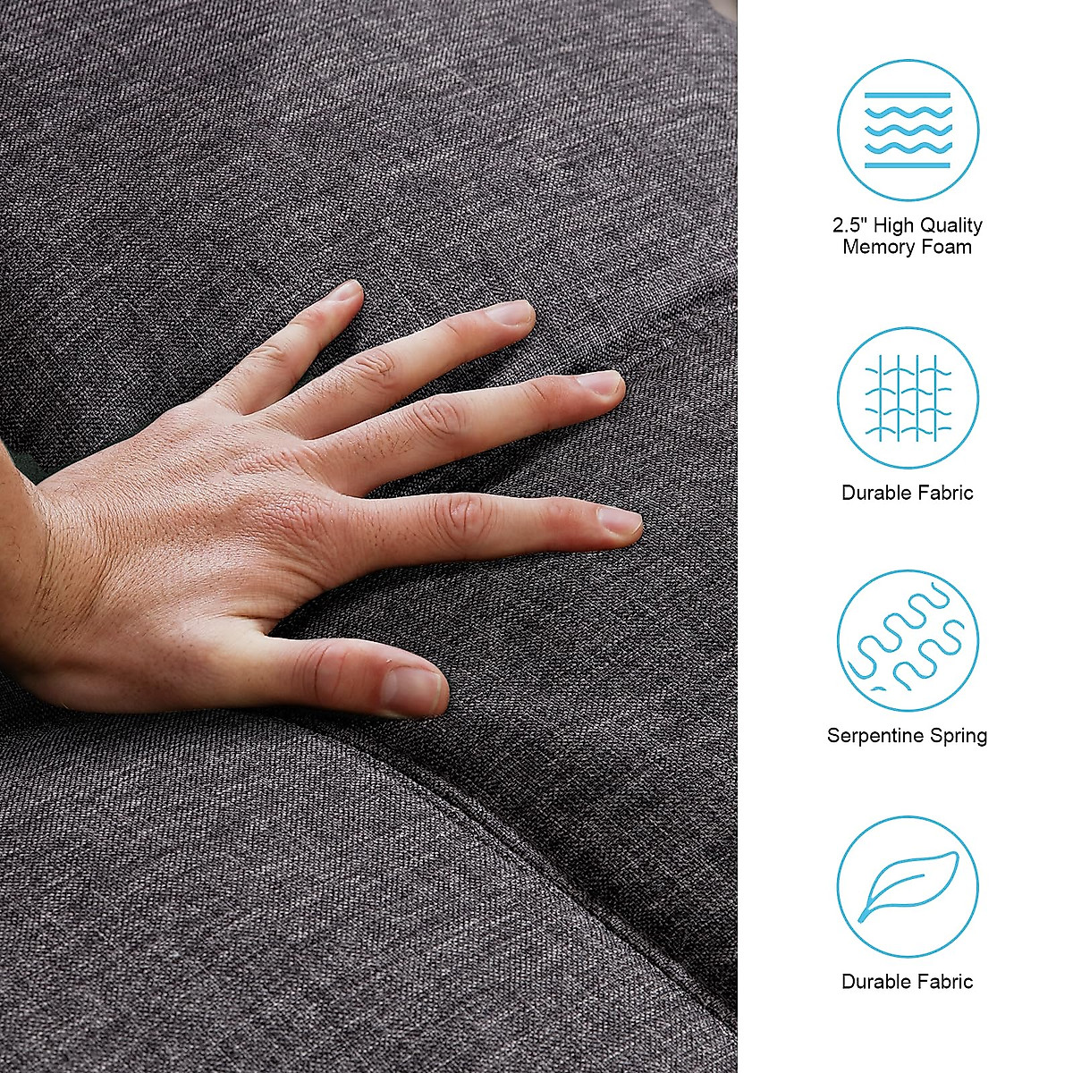 MUUEGM Futon Sofa Bed Couch - Convertible Sofa Bed, Loveseat Sleeper Sofa with Adjustable Backrest, Memory Foam Folding Futon for Living Room, Small Space, Apartment, Office, Grey