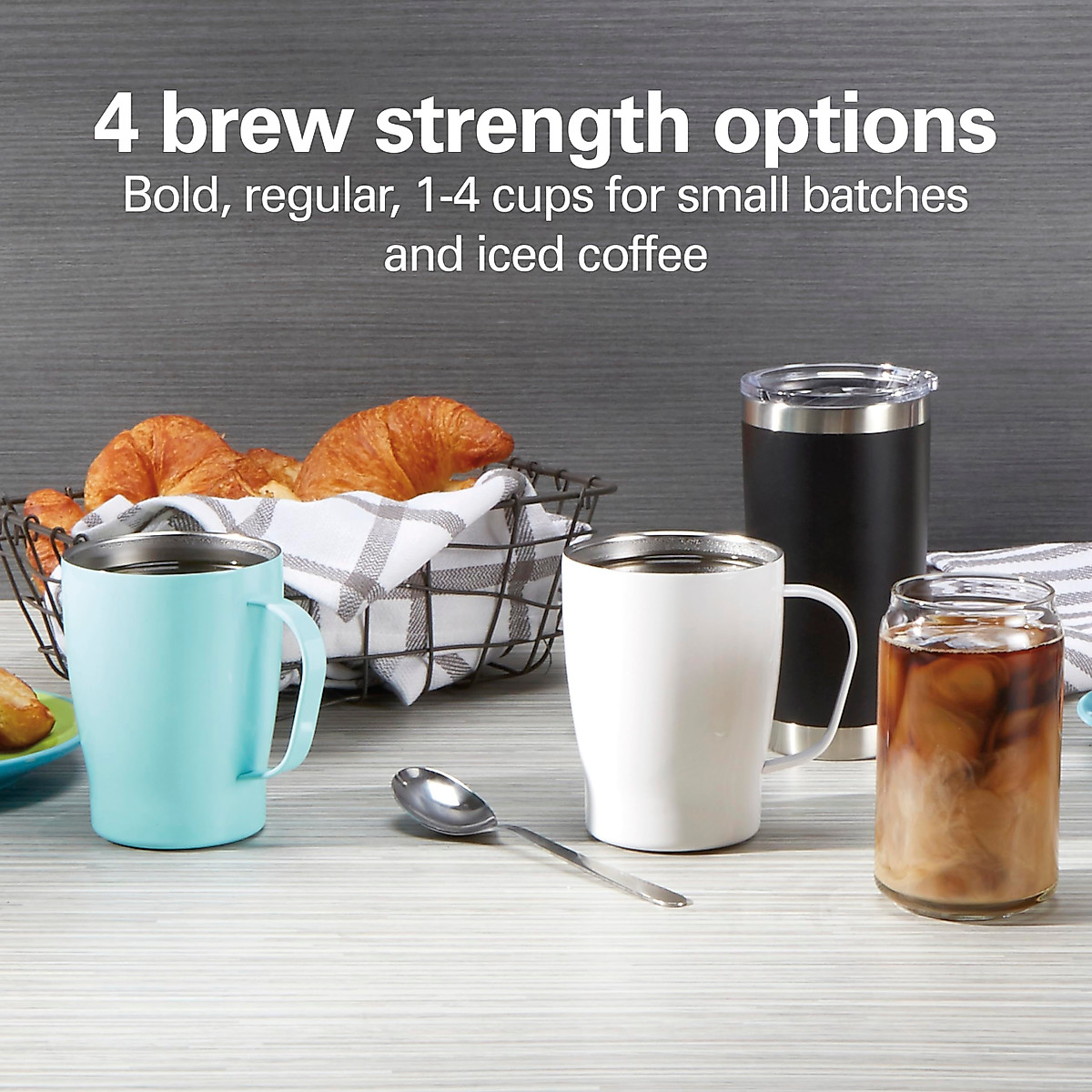 Hamilton Beach One Press Programmable Dispensing Drip Coffee Maker with 12 Cup Internal Brew Pot, Water Reservoir, Black with Chrome (48464)