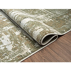 Abani Savoy Collection Area Rug - Contemporary Green/Cream Design - 6' x9' - Easy to Clean - Durable for Kids and Pets - Non-Shedding - Medium Pile - Soft Feel - for Living Room, Bedroom & Office