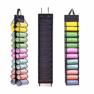 ZFZGFRCS Legging Storage Organizer Hanging Legging Storage Hanger with 24 Compartments, Hanging Legging Holder Organizer for Yoga Leggings Clothes Roll (Black)