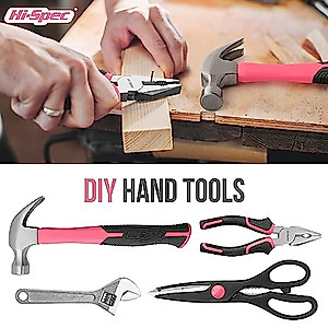 Hi-Spec 54pc Pink Home DIY Tool Kit Set for Women, Office & Garage. Complete Ladies Basic House Tool Box Set
