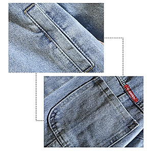 DOSLAVIDA Men's Distressed Denim Jacket Unisex Button Down Jean Coat Casual Long Sleeve Trucker Hooded Jackets Outwear