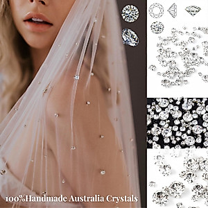 Passat Austrian Rhinestones Bridal Veil Crystals Wedding Veil Beaded Veils For Brides 1T3M Cathedral Ivory Bridal Veils For Wedding Gifts