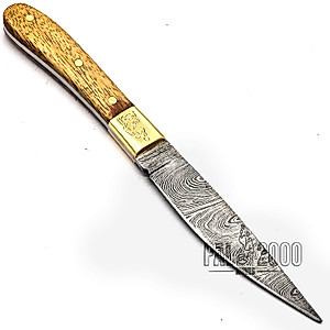 KNI-9725 Handmade Damascus Steel 9 Inch Knife Rosewood Handle With Leather Sheath