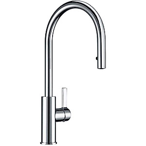 Kitchen Sink Taps with Pull Out Spray, Brass Kitchen Faucet Mixer Hot and Cold Water Round Spout Single Handle 360° Rotatable Ceramic Valve Kitchen Faucet Set,Brushed