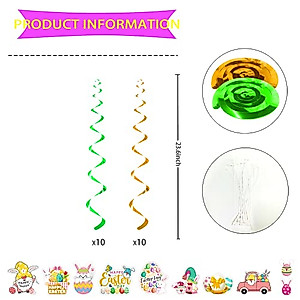 36 Pcs Easter Decorations Hanging Swirls, NO-DIY Easter Party Decorations, Easter Party Supplies Whirls Glitter Foil Ceiling Swirls, Easter Hanging Decorations