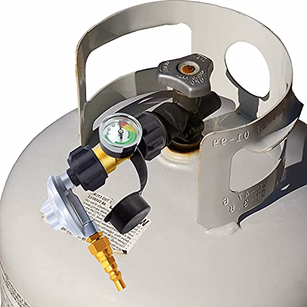 MCAMPAS 1/4" Quick Propane Gas Regulator, QCC1 Propane Adapter Gas Regulator Valve Fittings with1/4 Quick Connector Plug Converter 5lb -20lb Propane Tank Quick Connection Propane Hose for BBQ Grill