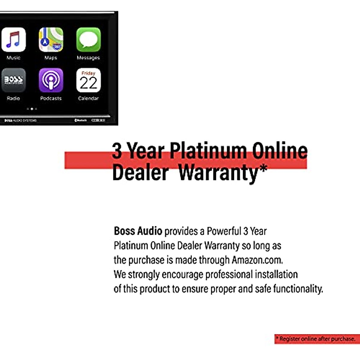 BOSS Audio Systems BVCP9700A Car Audio Stereo System - Apple CarPlay, Android Auto, 7 Inch Double Din, Touchscreen, Bluetooth Audio and Calling Head Unit, Radio Receiver, No CD Player, for Amplifier