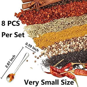 8 PCS Tiny Stainless Steel Spoons for Spices Jars, Mini Size 2.87", Cute Small Stainless Steel Condiment Spoons for Spices, Salt, Sugar, Pepper, Honey, Asanta Fun Little Scoops