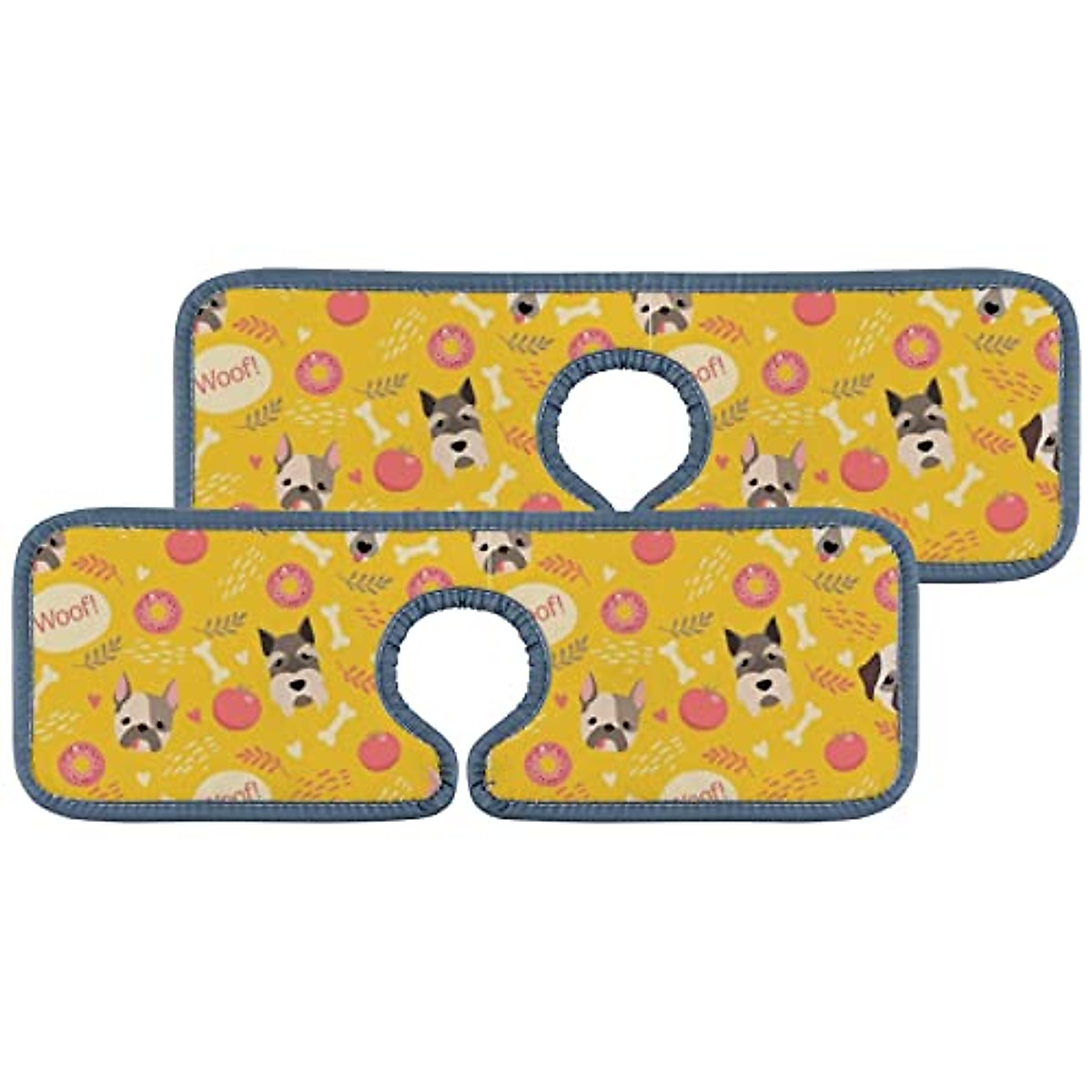 Kitchen Faucet Mats 2 Pieces Cute Dogs Funny Animal Faucet Sink Splash Guard Bathroom Counter and RV,Absorbent Faucet Counter Sink Water Stains Preventer