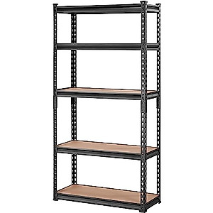 VEVOR Storage Shelving Unit, 5-Tier Adjustable, 2000 lbs Capacity, Heavy Duty Garage Shelves Metal Organizer Utility Rack, Black, 30" L x 12" W x 60" H for Kitchen Pantry Basement Bathroom Laundry