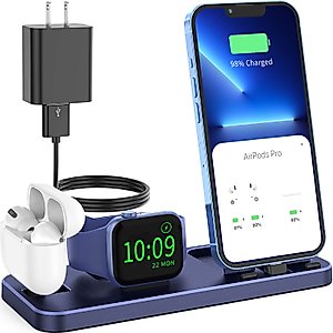 GLANA Portable 3 in 1 Charging Station Compatible with Apple Multiple Devices, Foldable Charger Stand for iWatch Series 8/Ultra/7/6/SE/5/4/3/2/1 Charging Dock Station for iPhone AirPods Pro 3/2/1
