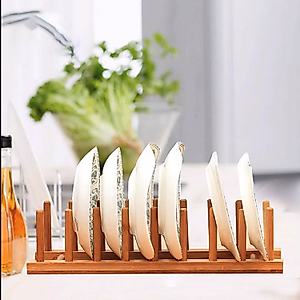 Ahyuan Dish Drying Rack Bamboo Dish Rack Pure Natural Bamboo Wooden Dishes Drainer for Cutting Board Baking Pan Plate Bowl Mug Cup Pot Lid Organizer Rack (2)